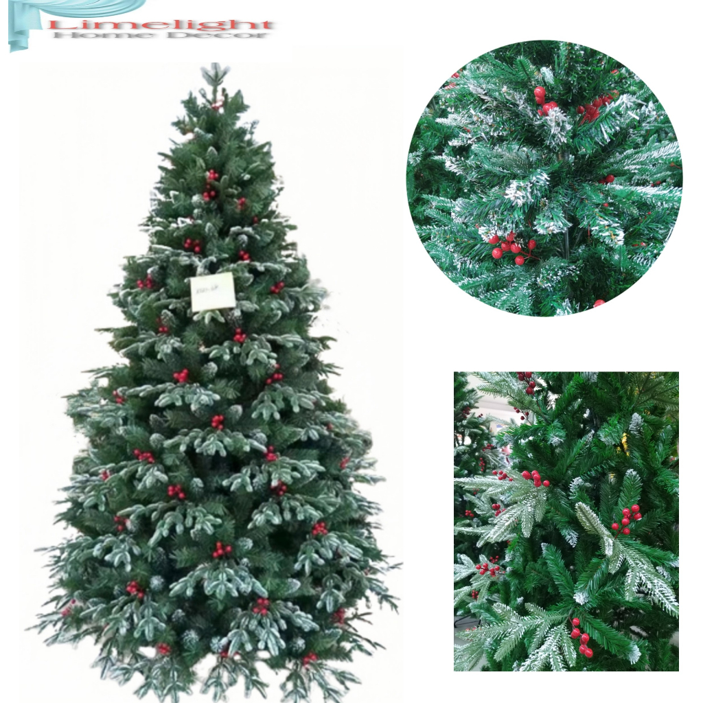 Snowy Dark green Delta Pine tree w berry Christmas Tree Premium Hinged ...