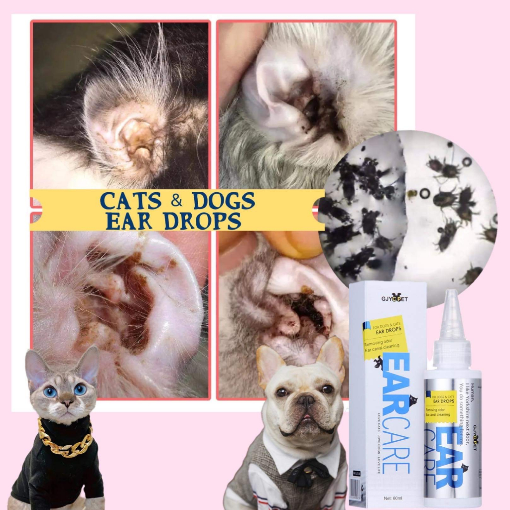 Pet ear drops removing odor ear canal cleaning cat ear mite dog earwax ...