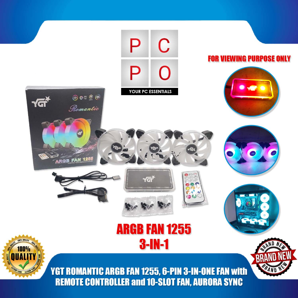 YGT ROMANTIC ARGB FAN 1255, 6-PIN 3-IN-ONE FAN with REMOTE CONTROLLER ...