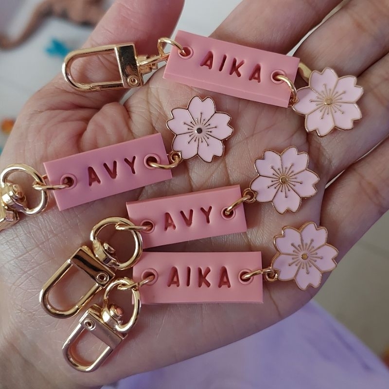 Cherry Blossom Sakura Flower Pendant Charm Personalized Keychain Phone ...
