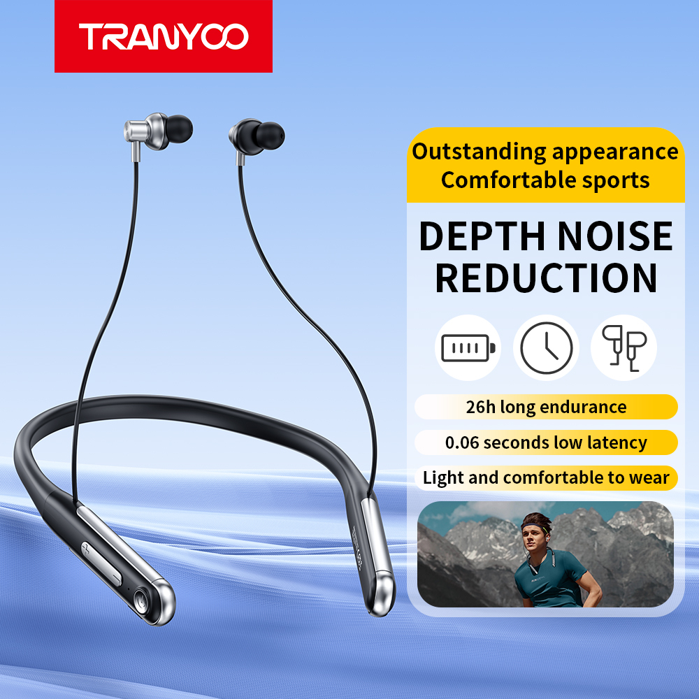 Tranyoo M15 Sports Bluetooth Headset Wireless Neckband Earphones With Magnetic Support TF Card ...