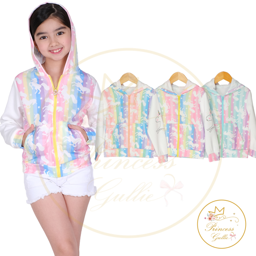 PRINCESS GULLIE FASHIONISTA KIDS UNICORN RAINBOW COLOR HOODIE JACKET ...