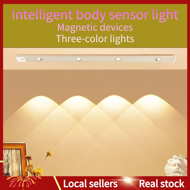 LED Sensor Light Tricolor Dimmable Cat Eye Light Closet Cabinet Lights ...