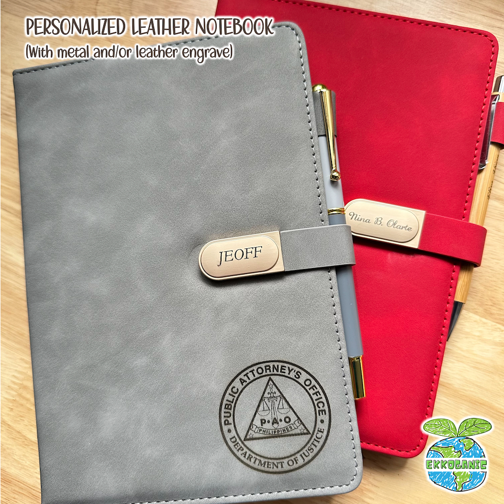 𝗣𝗲𝗿𝘀𝗼𝗻𝗮𝗹𝗶𝘇𝗲𝗱 𝗟𝗲𝗮𝘁𝗵𝗲𝗿 𝗡𝗼𝘁𝗲𝗯𝗼𝗼𝗸 𝘄𝗶𝘁𝗵 𝗺𝗲𝘁𝗮𝗹 𝗯𝘂𝗰𝗸𝗹𝗲 | Shopee Philippines