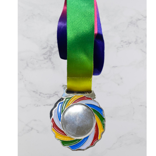 Blank Medal RAINBOW DESIGN MEDAL 5CM COLORED LACE ( GOLD \ SILVER ...