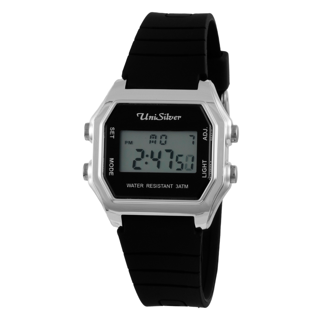 UniSilver TIME Unisex Analog Black/Silver Rubber KW4746-2003 Watch ...