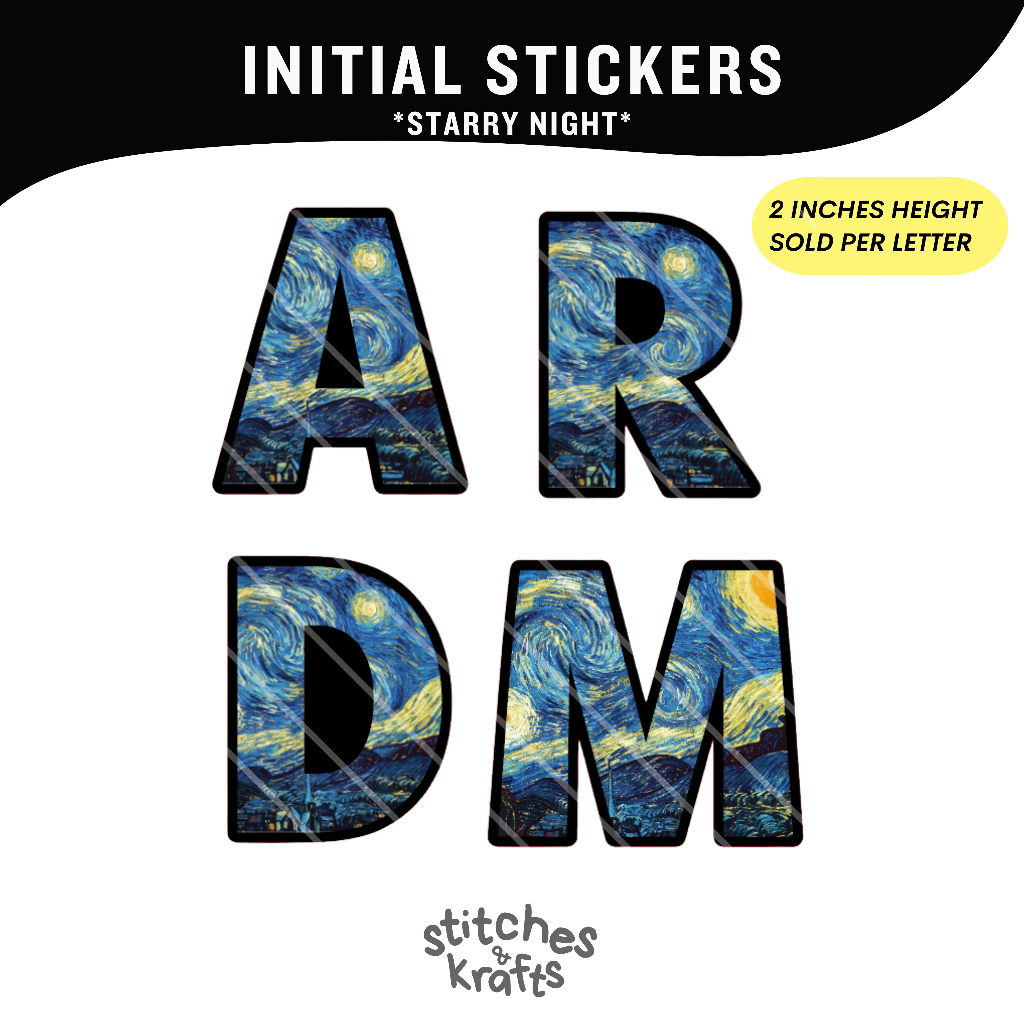Initial name stickers starry night tumbler stickers | Shopee Philippines