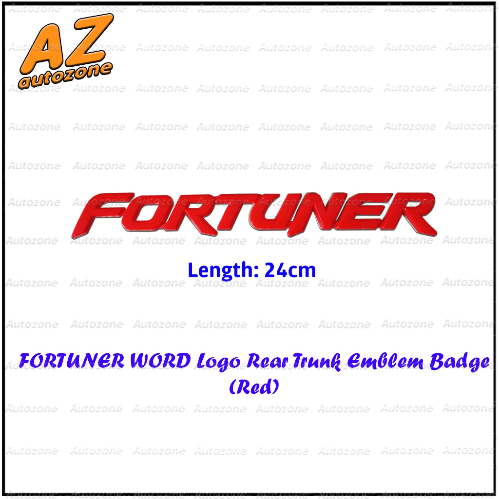 FORTUNER WORD Rear Trunk Emblem Badge for Toyota Fortuner (Red ...
