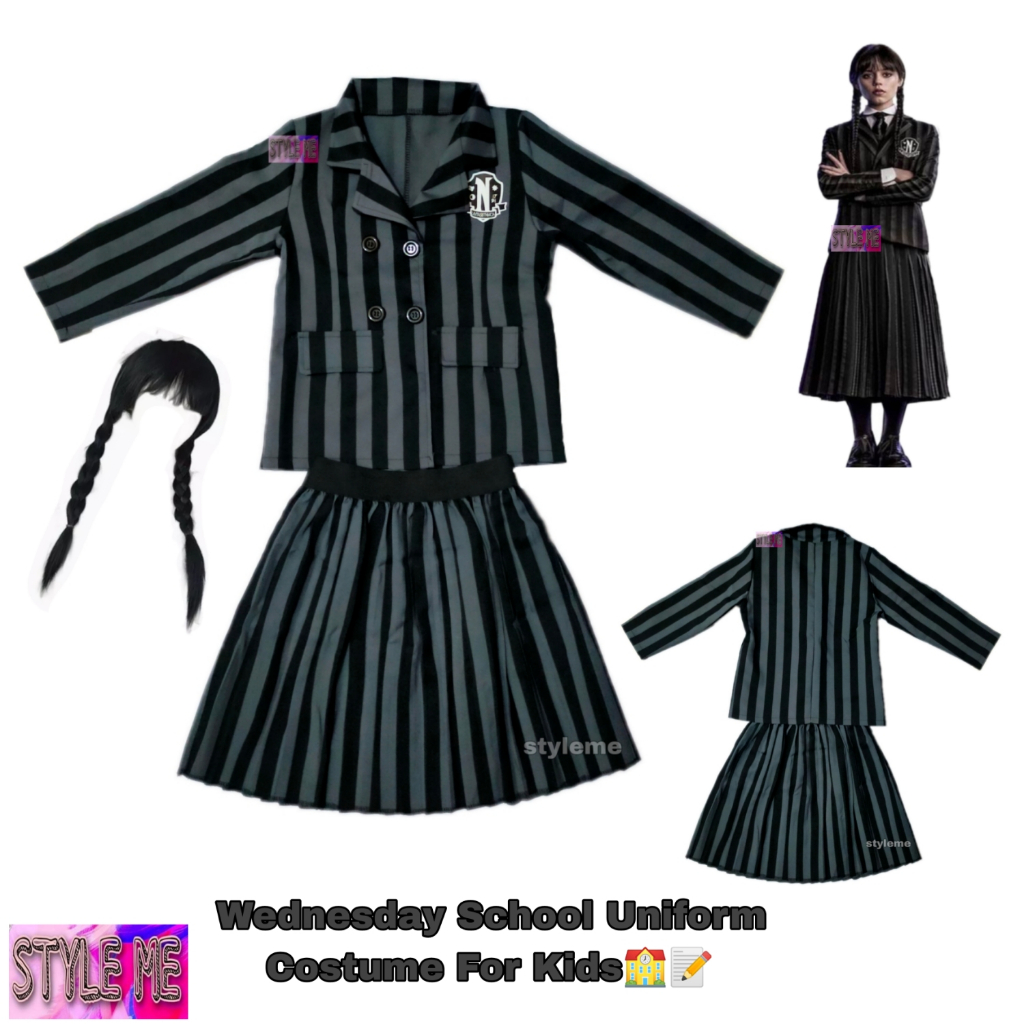 Wednesday Uniform Costume Complete Set Cosplay Role play For Kids ...