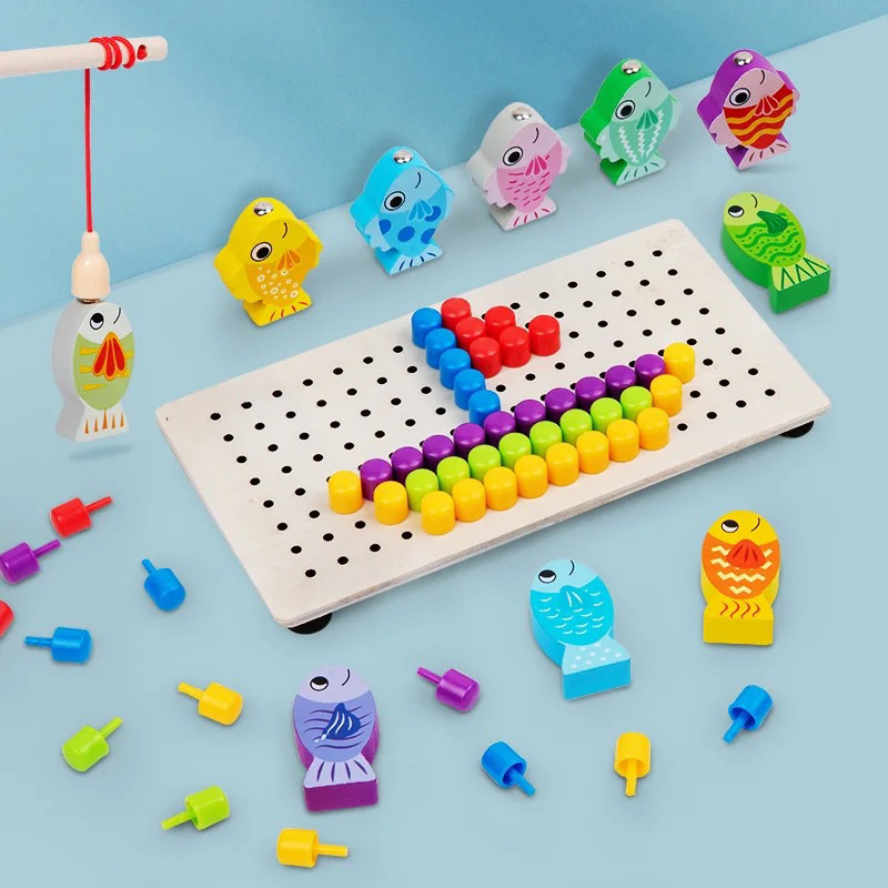 2 in 1 Wooden Magnetic Fishing Peg Board | Shopee Philippines