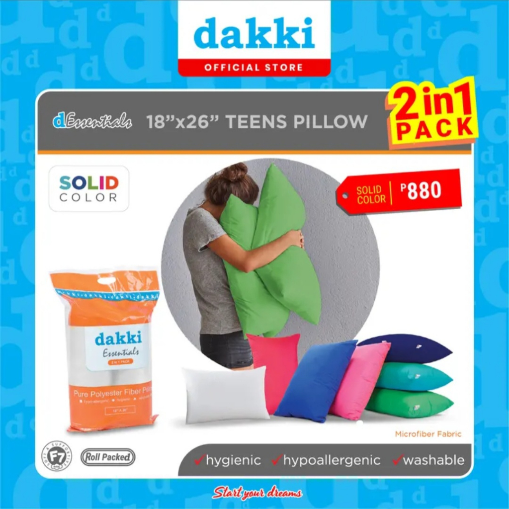 DAKKI ESSENTIALS 2PCS IN 1PACK TEENS PILLOWS 18"x26" | Shopee Philippines