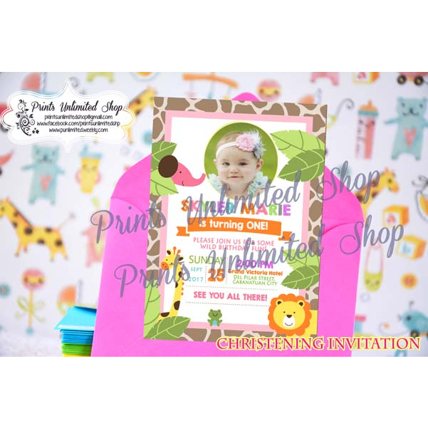 COD Safari Girl Theme Christening Birthday Invitation Dedication Party ...