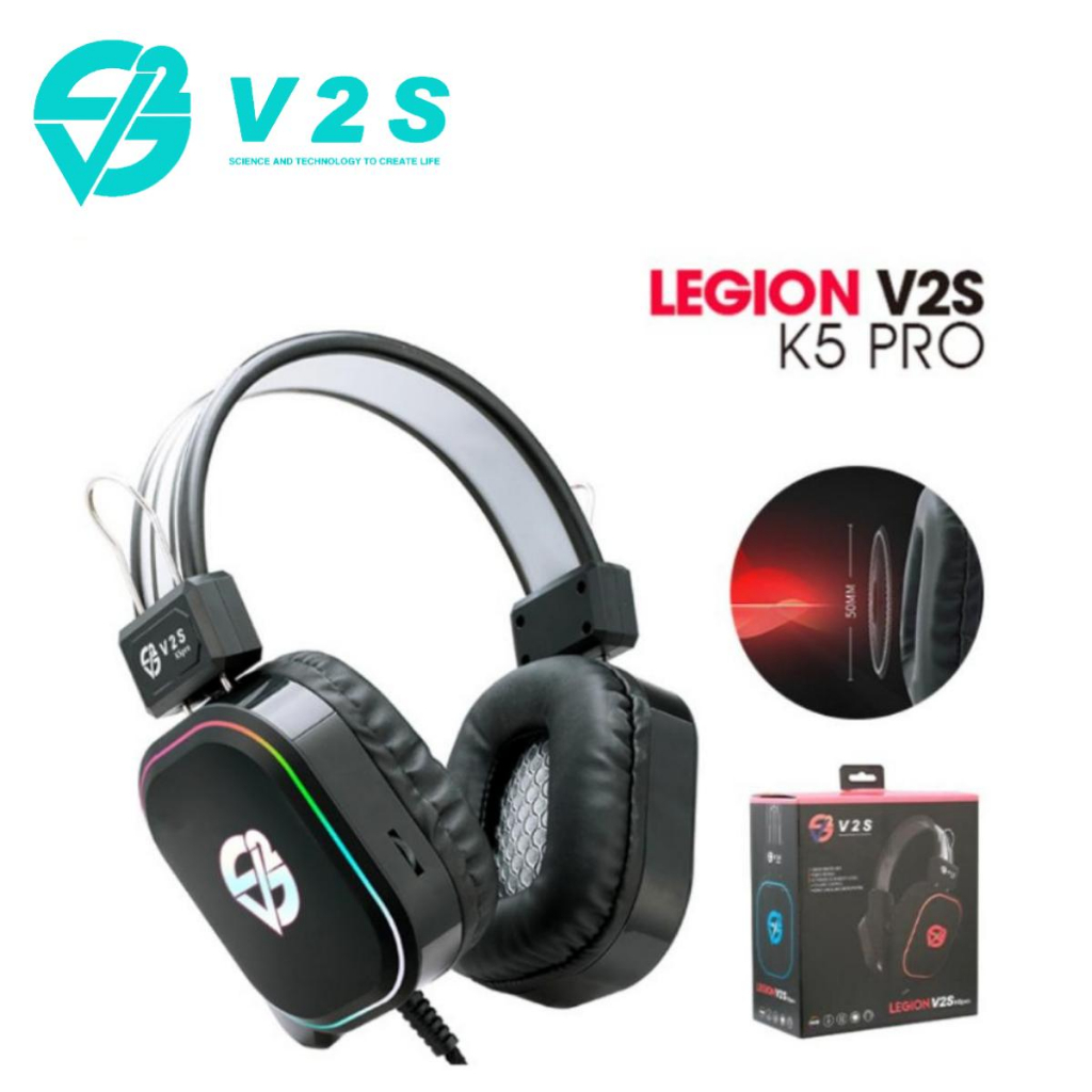 V2S K5Pro USB Legion RGB Led Wired Gaming Headphones Noise Cancelling With Microphone | Shopee ...