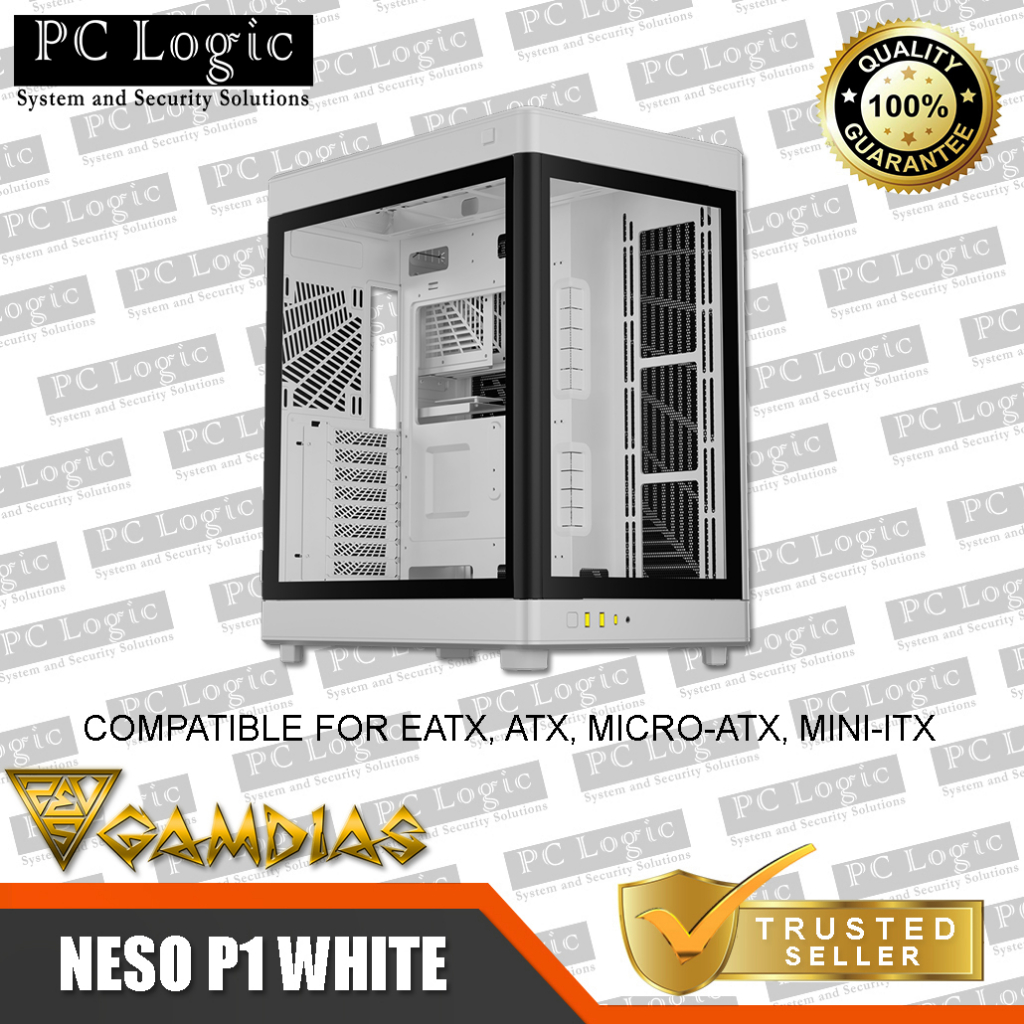 GAMDIAS NESO P1 WHITE DUAL CHAMBER FULL TOWER GAMING CASE ( TEMPERED ...