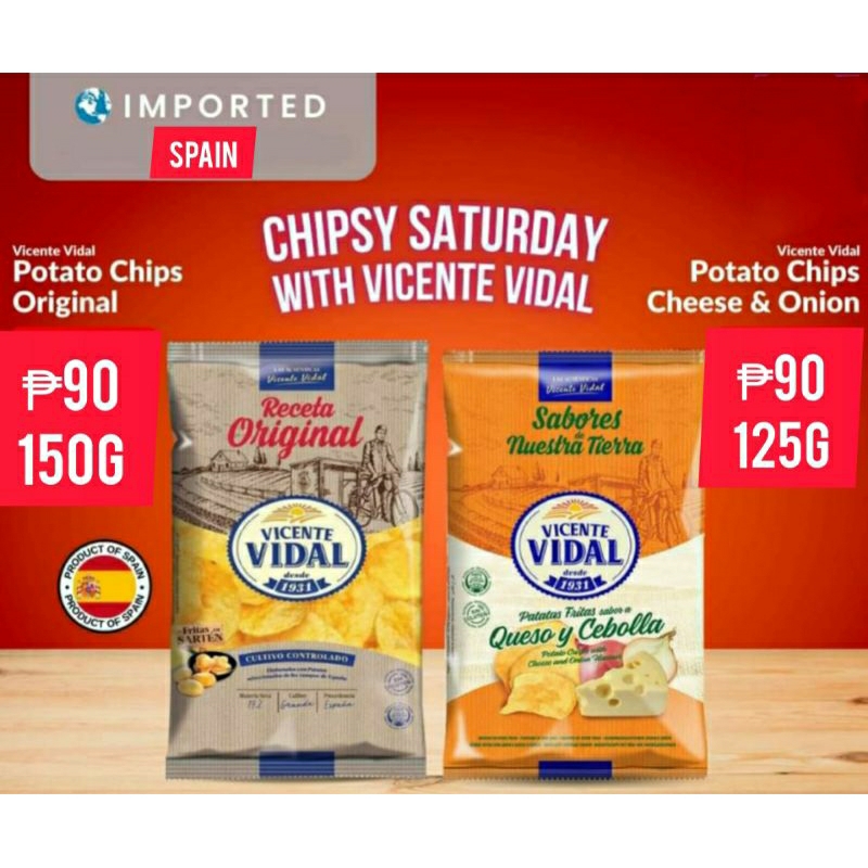 VICENTE VIDAL MADE IN SPAIN REAL POTATO CRISPS, ORIGINAL,CHEESE &ONION ...