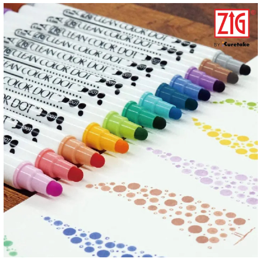 ZIG Kuretake Clean Color Dot Pen Set Marker For Calligraphy, Watercolor ...