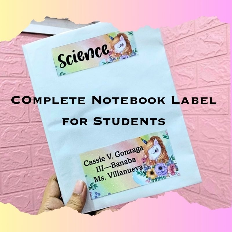 Notebook Label with Student's Name, Grade/Section and Teacher and ...