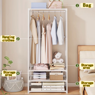 Dustproof Wardrobe Cabinet Clothes Rack with Curtain Clothes Storage ...