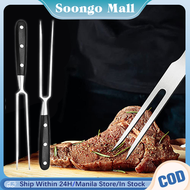 Carving Fork 30CM Stainless Steel Meat Fork Heavy Duty BBQ Fork With Wood Handle For Cooking ...