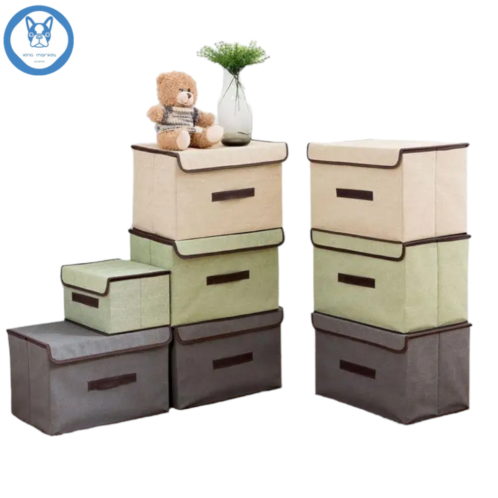 KM Plain Color Foldable Storage Box Organizer With Cover Set (COD ...