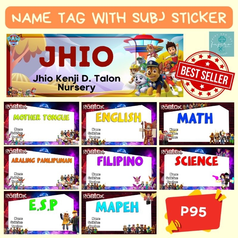 PERSONALIZED LAMINATED NAME TAGS WITH STICKER SUBJECTS | Shopee Philippines