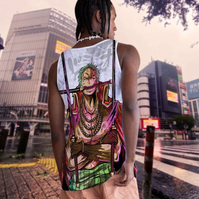 Uniq tanks Zoro White back to back design Tanktops Oversize Unisex ...