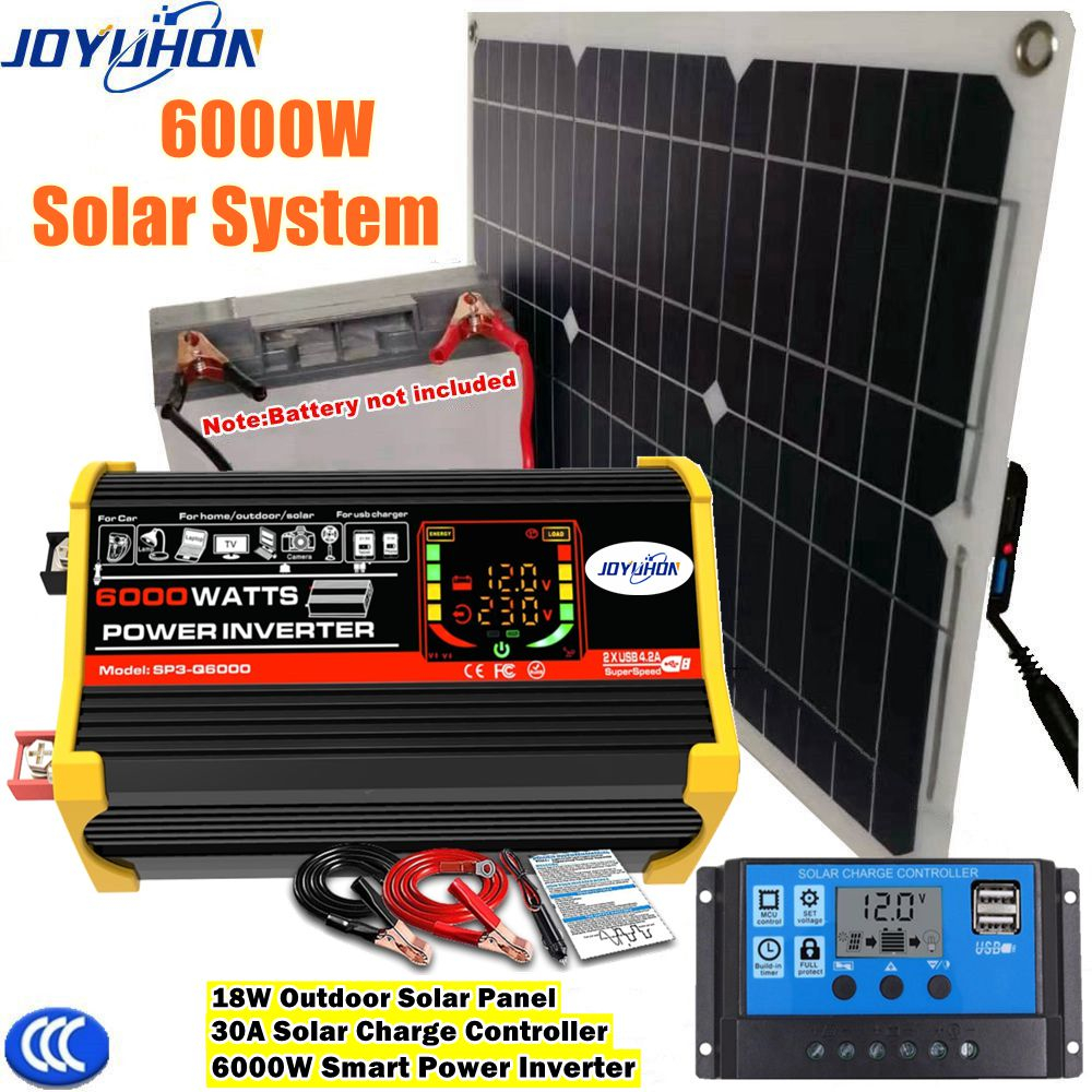 JOYUHON Solar System Set DC12V TO AC22V 6000W Power Inverter+18W Solar ...