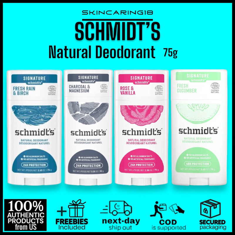 SCHMIDT’S Natural Deodorant 75g (Charcoal | Rose | Cucumber | Fresh ...