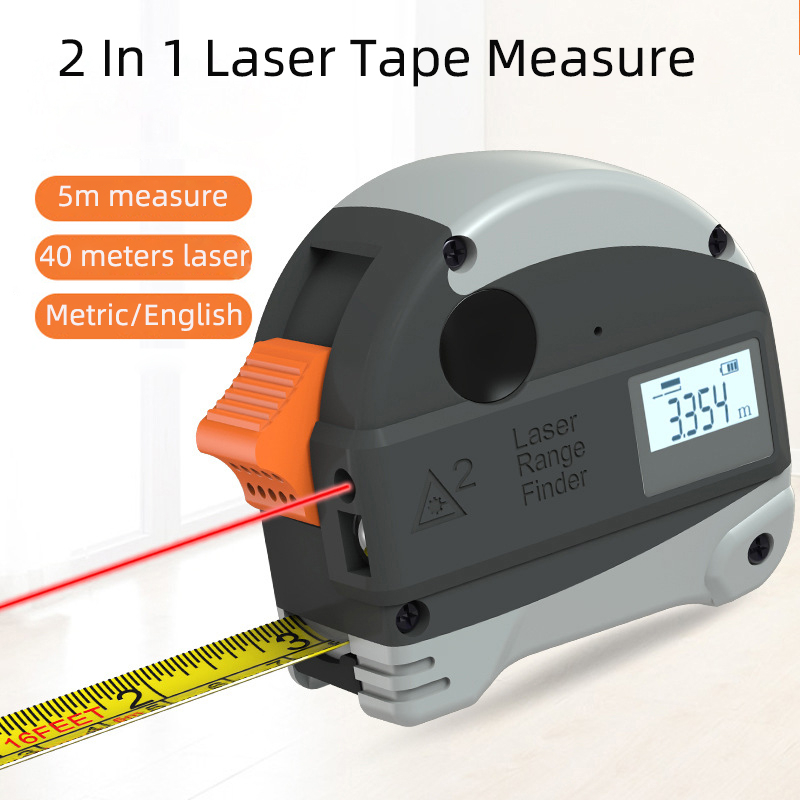 2 in 1 40M Laser Measuring Tape Digital Distance Meter 5M Tape Measure ...