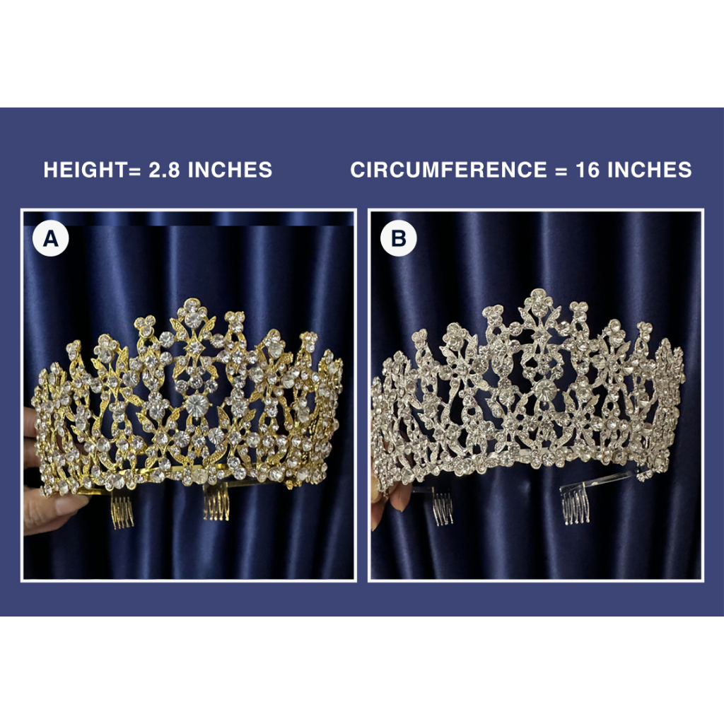 ELEGANT PAGEANT GOLD and silver CROWN | Shopee Philippines