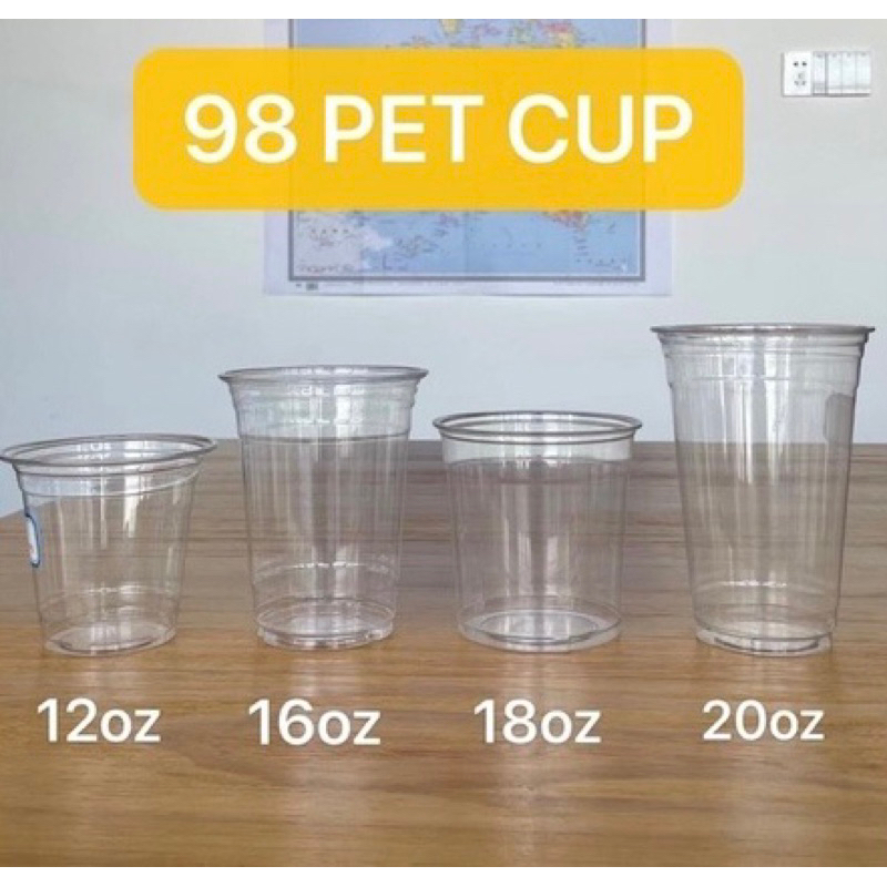 50pcs 98mm PET HARD CUP 12oz / 14oz/ 16oz / 18oz / 20oz/ 24oz | Shopee ...