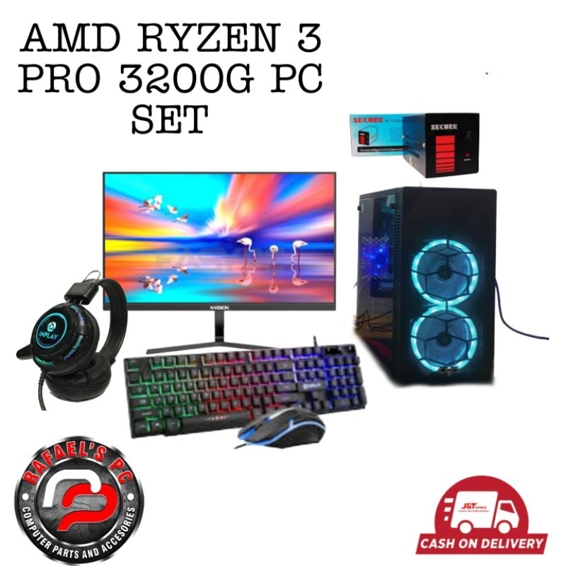 COMPUTER SET RYZEN 3 Pro 3200G | 16Gb RAM | 256GB SSD | 21.5" IPS ...