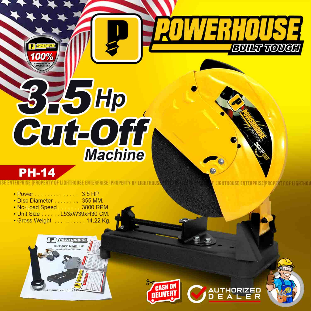POWERHOUSE USA 2200W Cut Off Machine / Chop Saw / Speed Cutter 3.5HP ...