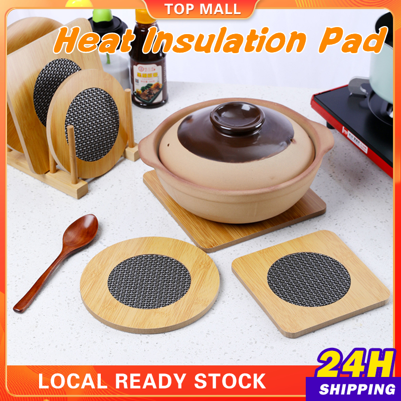 Wooden Heat Pad Heat Insulation Table Mat Coaster Anti-Slip Pot Holder ...