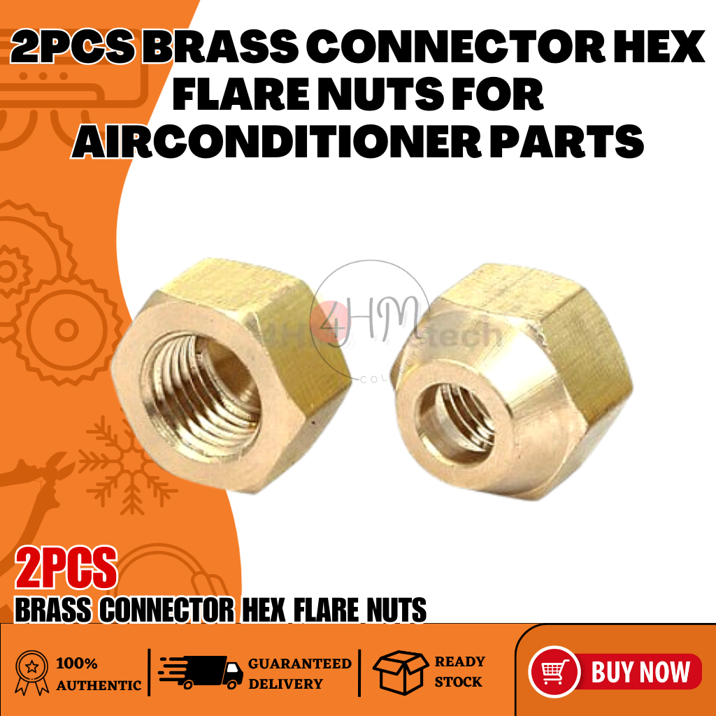 4HMC 2PCS Brass Connector Hex Flare Nuts for Air Conditioner Parts ...