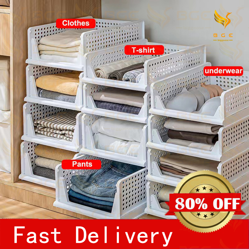 【COD】Stackable Clothes Organizer Foldable Closet Drawer Plastic ...