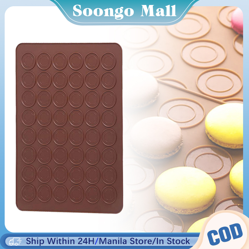 48 Hole Macarons Silicone Mat Non-Stick DIY Baking Mats Reusable Cake ...