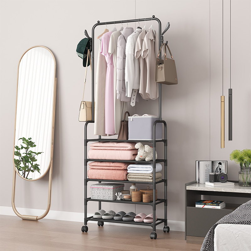 5 Layer Coat Rack and Shoe Rack Wall Hanging Hanger Simple Floor Coat ...