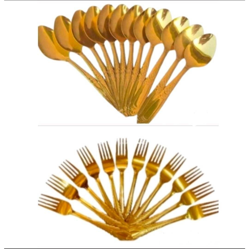 KIM Stainless Gold Steel Tinidor Or Kutsara 1 dozen Thin Spoon Or Fork ...
