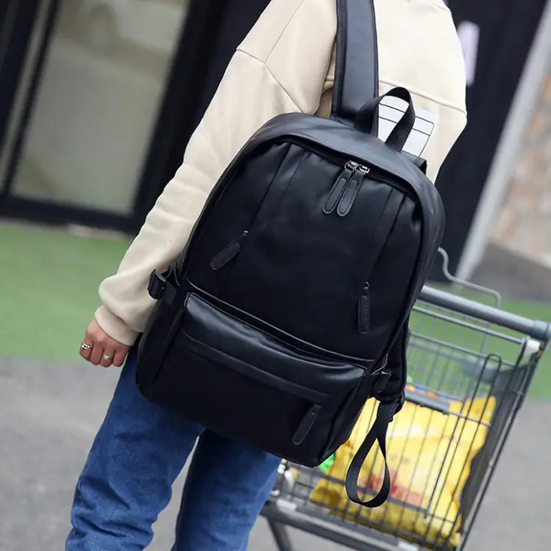 Korean Fashion Bagpack Men Street Style Leather School Waterproof ...