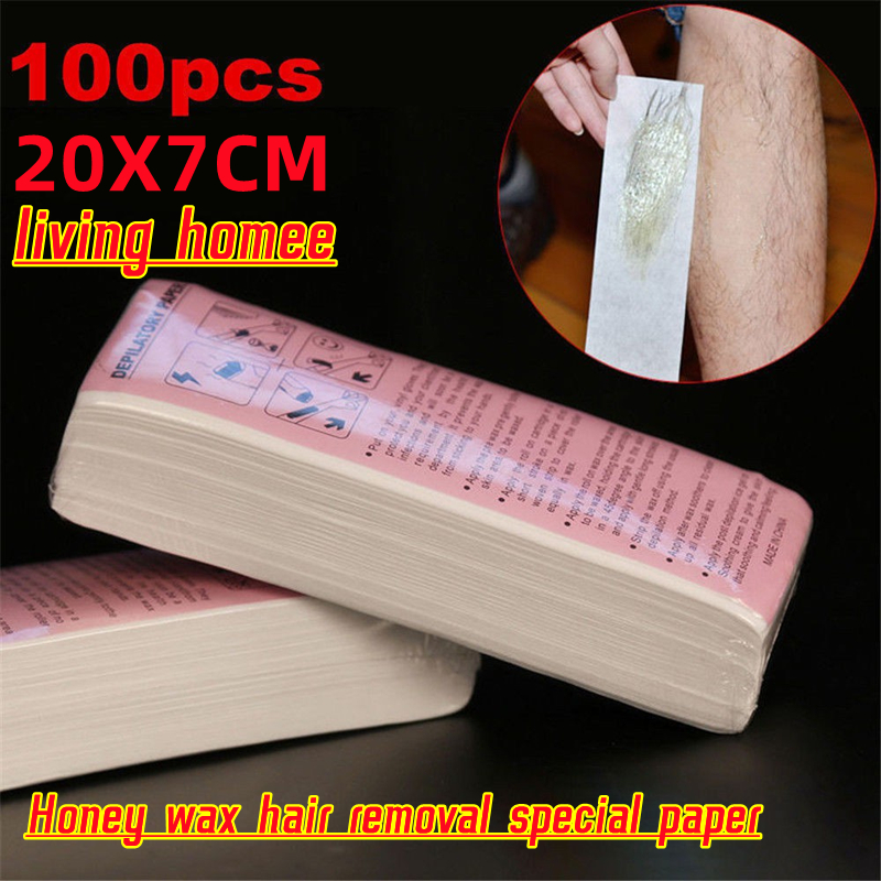 100 Pcs Hair Removal Tool Depilatory Paper Removal Wax Strips Pad ...