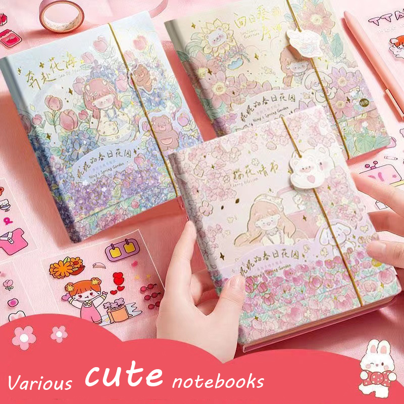 Thickened Cute Girl's Heartfelt Ledger Square Grid Notebook Ins Style ...