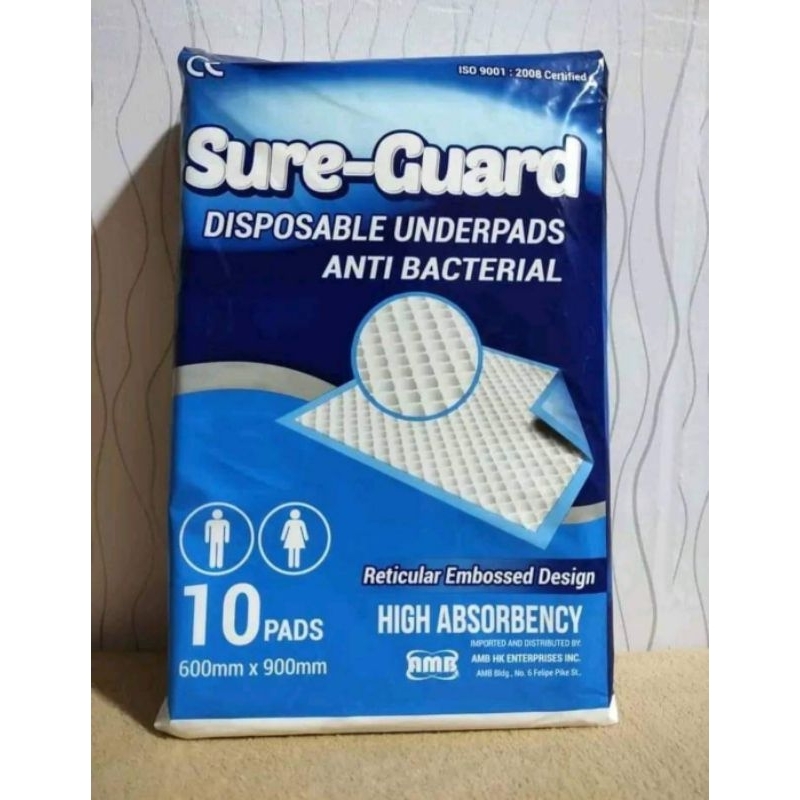 SUREGUARD DISPOSABLE UNDERPADS ANTIBACTERIAL BY 10'S PER PACK | Shopee ...