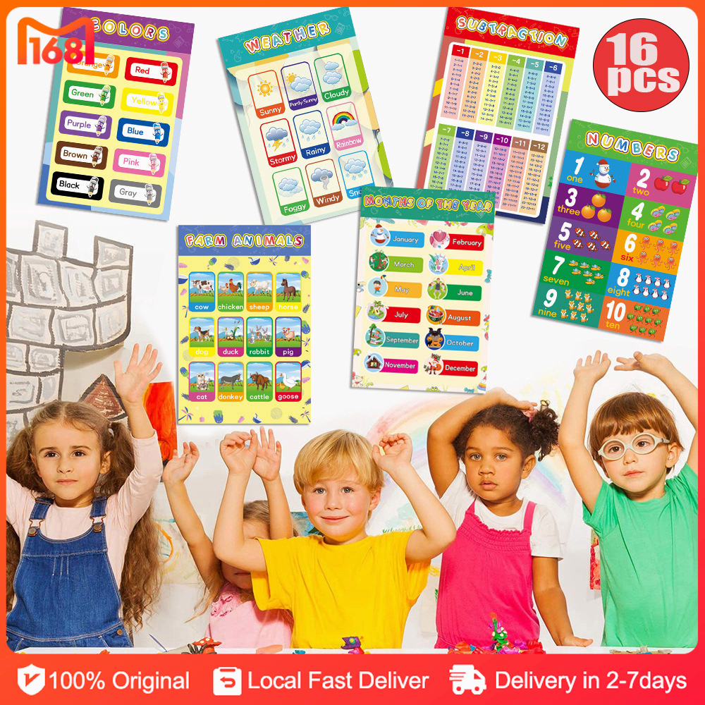 Chart Educational Set for kid English Alphanumeric Color Month Animal ...