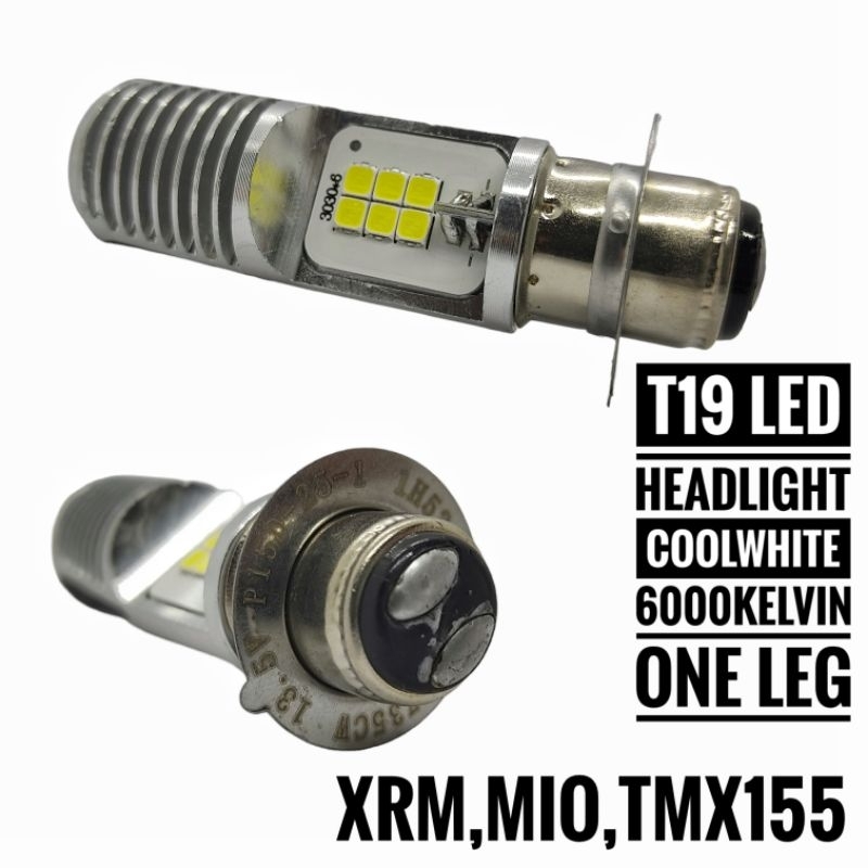 T19 LED HEADLIGHT COOL WHITE 6000 KELVIN ONE LEG XRM TMX | Shopee Philippines