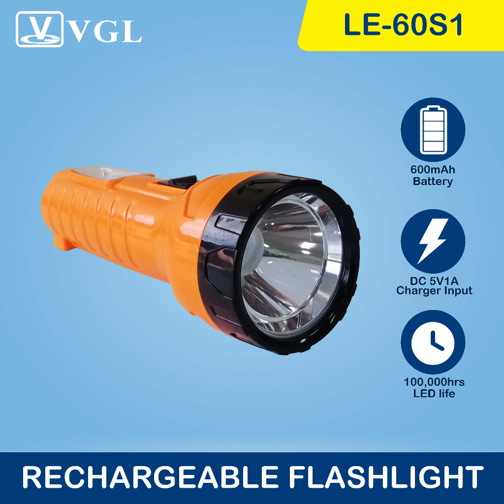 VGL LED Rechargeable Dual Flashlight Torch with Energy Saving and High ...