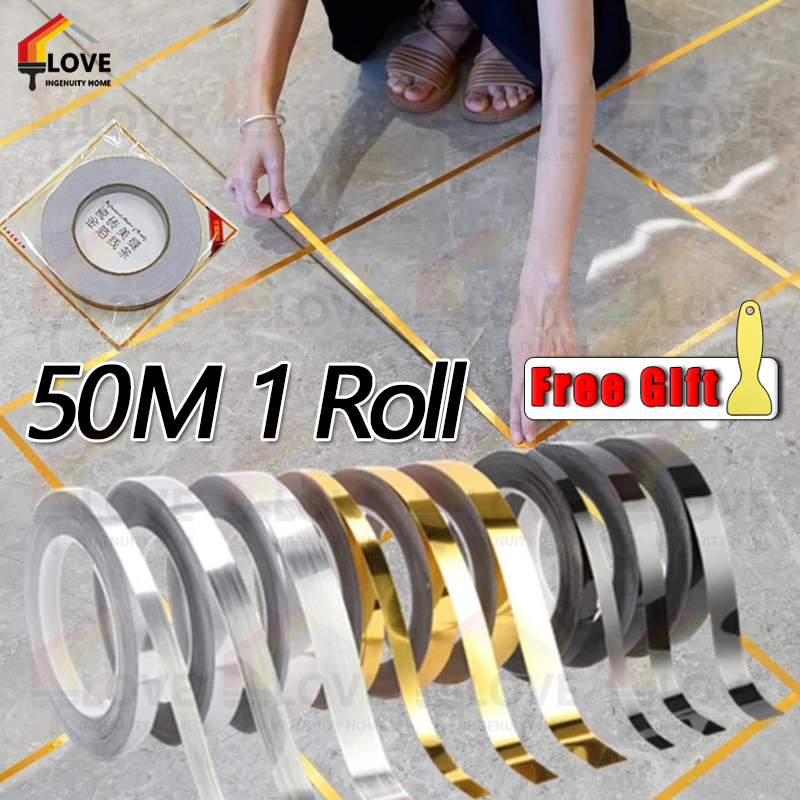 50M Floor Tile Gap Tape Wall Tile Strip Seam Sticker Copper Foil ...