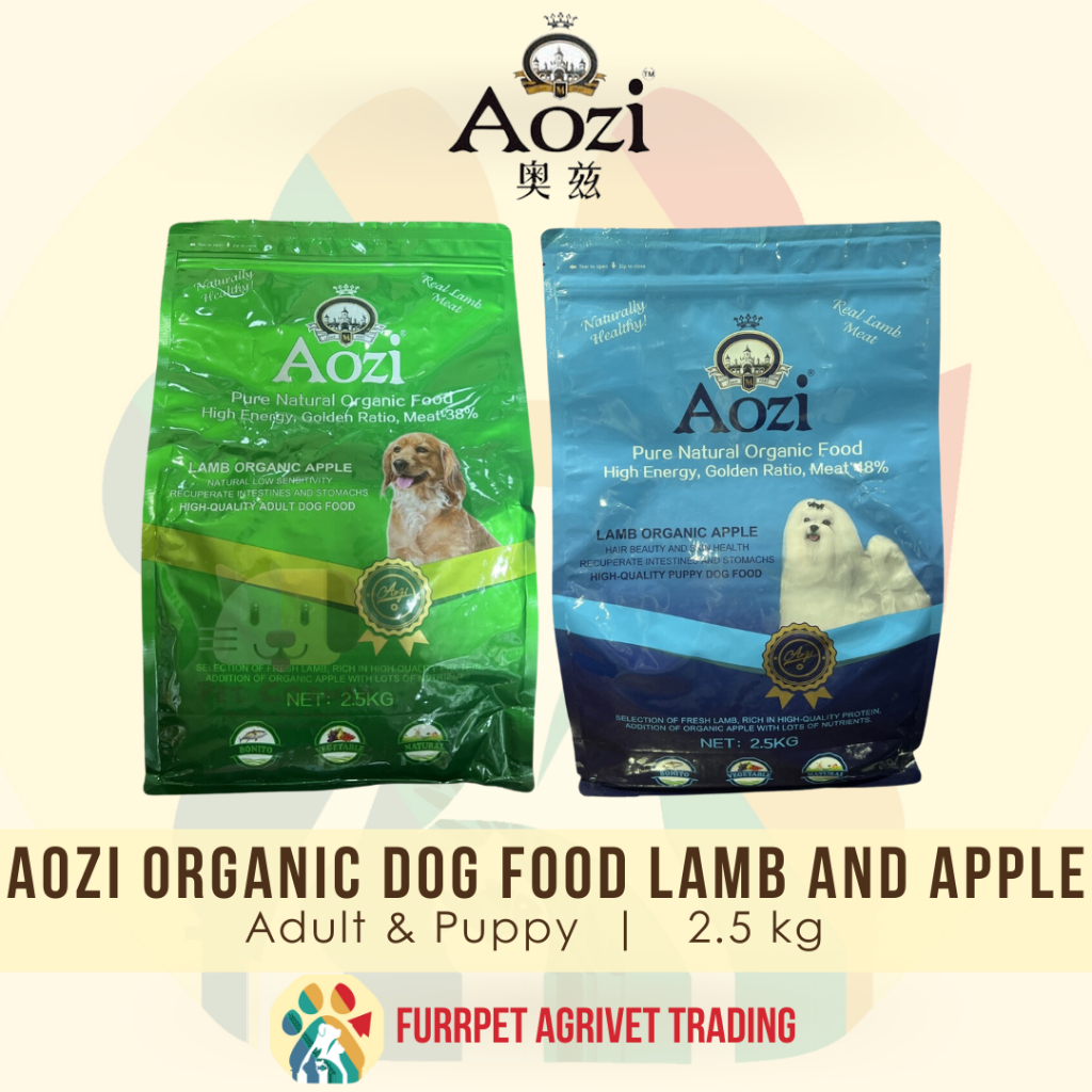 Aozi Organic Dry Food for Adult Dog and Puppy Lamb and Apple 2.5kg ...