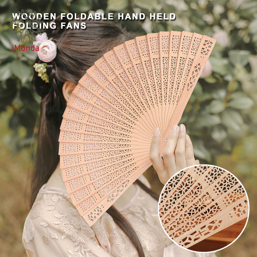 Elegant Wooden Foldable Hand Held Folding Fans Portable Lightweight For ...