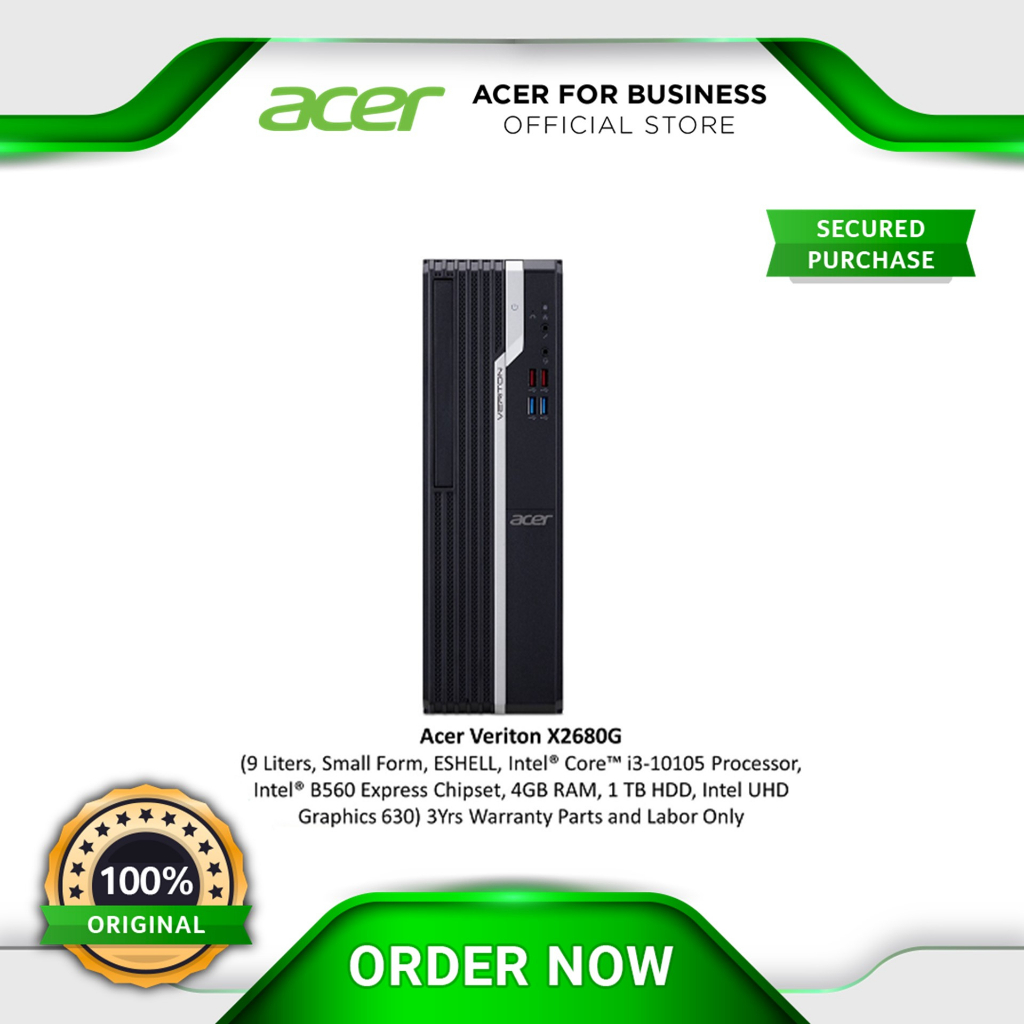 Acer Veriton X2680G Desktop (9 Liters, Small Form, Intel® Core™ i3 ...